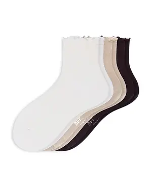 Hue Ruffle Edge Ankle Socks, Pack Of 3 - Assorted