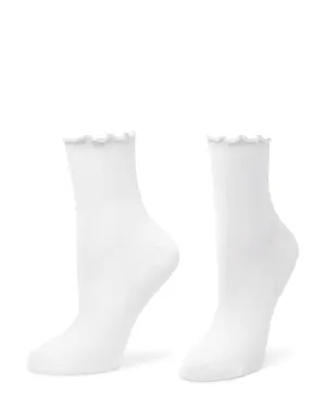 Hue Ruffle Edge Ankle Socks, Pack Of 3 - White