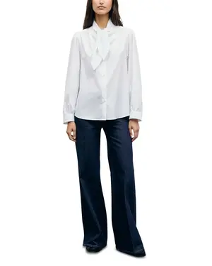 Gerard Darel Cotton Tie Neck Blouse