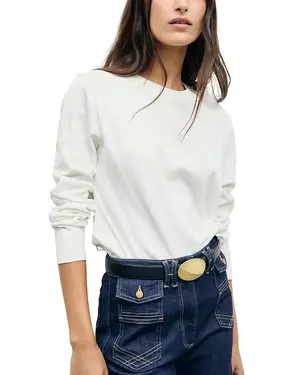 Gerard Darel Bara Cotton Long Sleeve T Shirt - Ecru