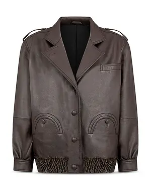 BLAZÉ MILANO Ares Charlie Leather Bomber Jacket - Ebano