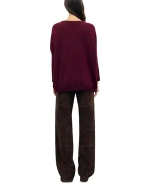 Gerard Darel Reta Cashmere Ribbed Sleeve Sweater - Redwine