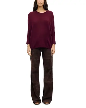 Gerard Darel Reta Cashmere Ribbed Sleeve Sweater - Redwine