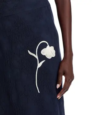 Erdem Flower Jacquard Drape Midi Skirt