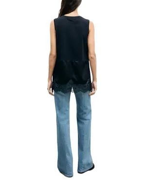Gerard Darel Baia Mixed Media Sleeveless Top