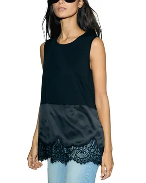 Gerard Darel Baia Mixed Media Sleeveless Top