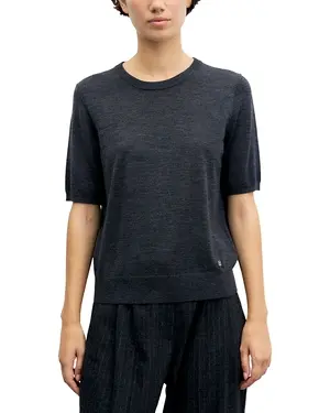 Gerard Darel Becky Elbow Sleeve Top - Charcoal