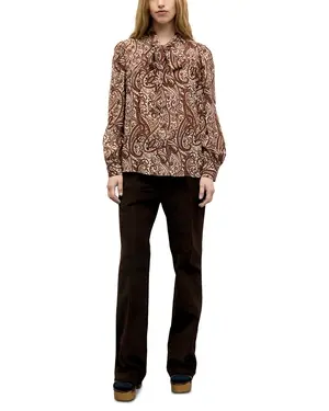 Gerard Darel Printed Tie Neck Blouse