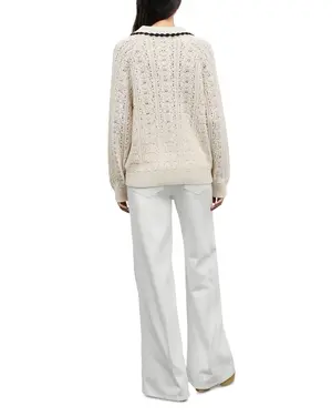 Gerard Darel Roca Open Knit Sweater With Peter Pan Collar