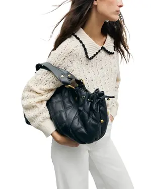 Gerard Darel Roca Open Knit Sweater With Peter Pan Collar