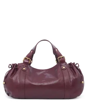 Gerard Darel 24h Large Leather Handbag Redwine