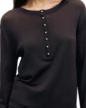 Gerard Darel Balie Wool Half Button T Shirt