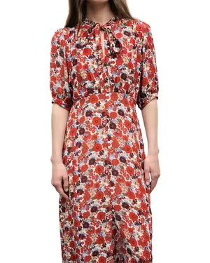Gerard Darel Coco Tie Neck Midi Dress