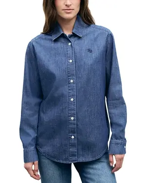 Gerard Darel Lucy Cotton Button Front Blouse - Blue