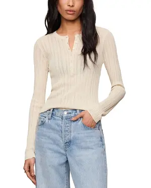 Z Supply Rowena Fine Knit Henley Sweater Sandstone