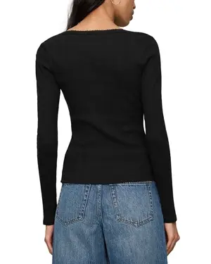 Z Supply Audri Scalloped Long Sleeve Top - Black