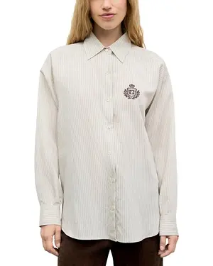 Gerard Darel Lys Logo Button Front Blouse - Beige