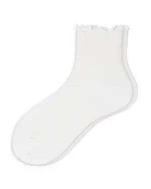 Hue Ruffle Edge Ankle Socks Ivory