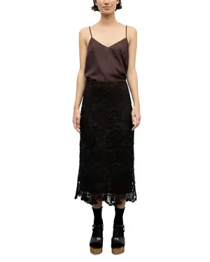 Gerard Darel Lace Midi Skirt