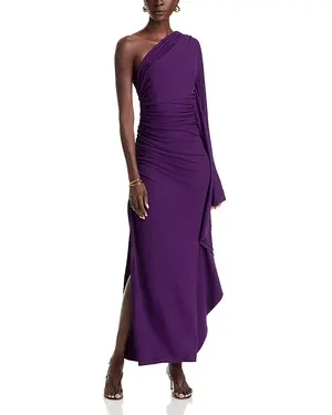 Michael Kors Draped Matte Jersey One-shoulder Gown - Amethyst