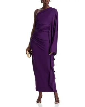 Michael Kors Draped Matte Jersey One-shoulder Gown