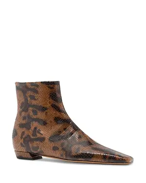 Proenza Schouler Trap Flat Python Embossed Ankle Boots - Ochre Multi