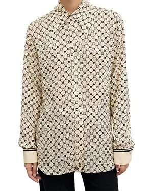 Gerard Darel Jimi Printed Button Front Blouse - Ecru