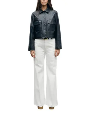 Gerard Darel Petra Leather Button Front Jacket
