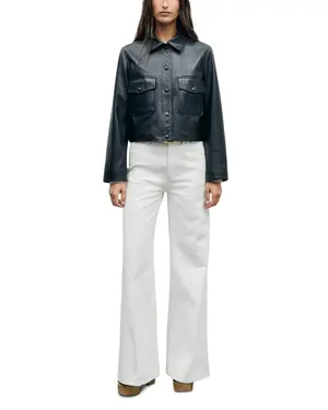 Gerard Darel Petra Leather Button Front Jacket