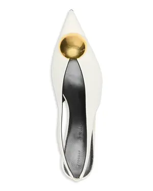 Proenza Schouler Dome Slash Slingback Leather Pumps - Ivory