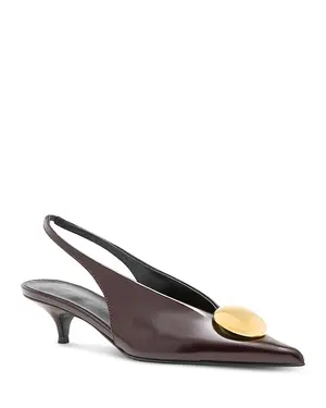 Proenza Schouler Dome Slash Slingback Leather Pumps - Merlot