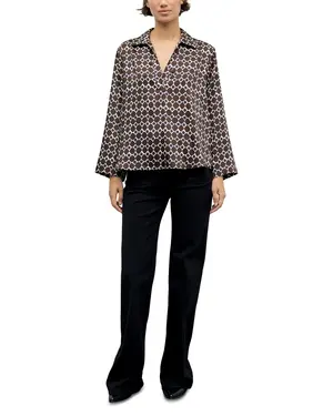 Gerard Darel Printed Open Collar Blouse