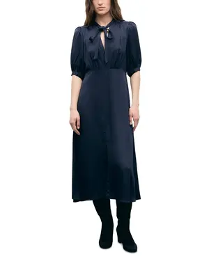 Gerard Darel Puffed Sleeve Midi Dress