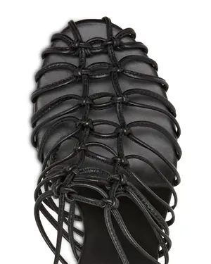 Proenza Schouler Tee Knot Strappy Leather Mid Heel Sandals - Black