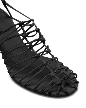 Proenza Schouler Tee Knot Strappy Leather Mid Heel Sandals - Black