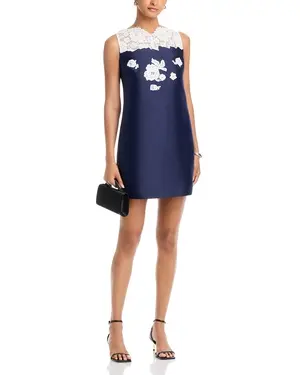 SELF-PORTRAIT Taffeta Lace Mini Dress