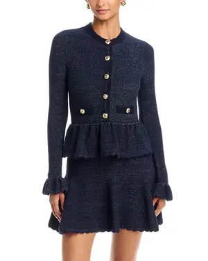SELF-PORTRAIT Textured Knit Mini Dress - Navy