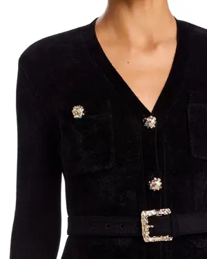 SELF-PORTRAIT Chenille Knit Midi Dress With Button Detailing