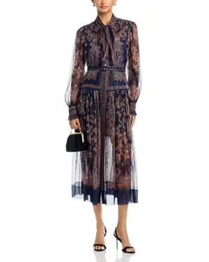 SELF-PORTRAIT Printed Georgette Midi Dress