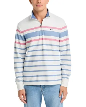 Vineyard Vines Engineered Breton Stripe Quarter Zip Sweater