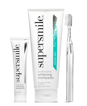 SUPERSMILE Org Mint Whitening Kit Professional Whitening Toothpaste With Accelerator, Crystal Collection Toothbrush - No Color