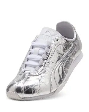 PUMA H-street Lustre Metallic Leather Lace Up Sneakers - Grey
