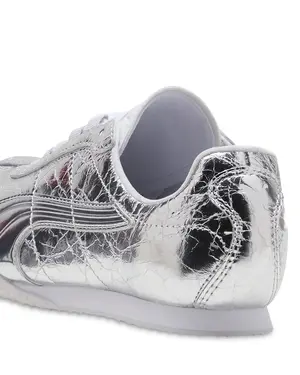 PUMA H-street Lustre Metallic Leather Lace Up Sneakers - Grey