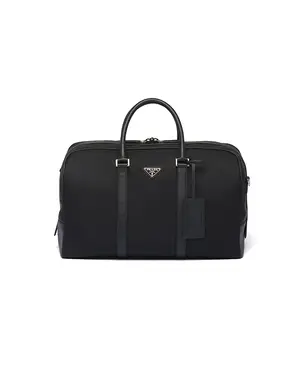 Prada Re-nylon And Saffiano Leather Duffel Bag - Black