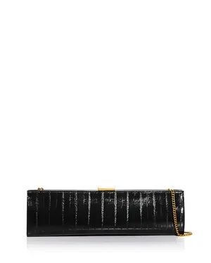 Aqua Small Embossed Leather East West Clutch Exclusive - Black