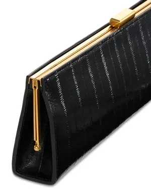 Aqua Small Embossed Leather East West Clutch Exclusive - Black
