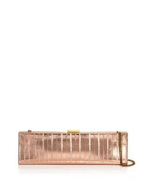 Aqua Small Embossed Leather East West Clutch Exclusive - Gold