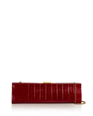 Aqua Small Embossed Leather East West Clutch - Red Eel