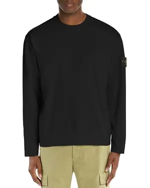 Stone Island Felpa Logo Patch Cotton Crewneck Sweater - Black