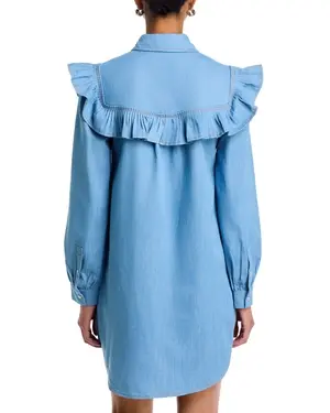 AREA STARS Parker Ruffled Denim Shirt Dress